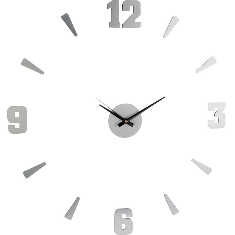 Stor veggklokke tall og piler | Moderne design | Børstet sølv ...
