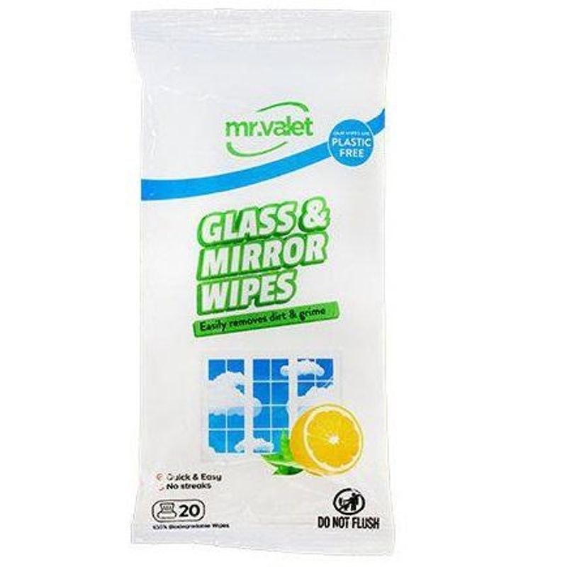 Mr Valet Glass og Mirror Wipes 20pk | Plastfrie - Billigmarkedet.no